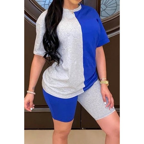 Tops | Color Block Two Tone Top And Shorts Two Piece Set | Poshmark